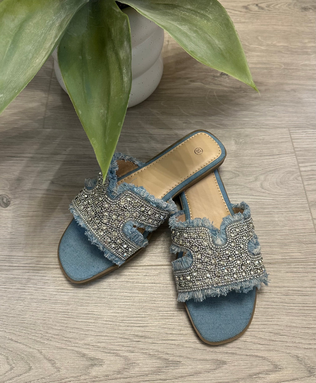 Bethany Diamante Sandals In Blue Denim – elanclitheroe